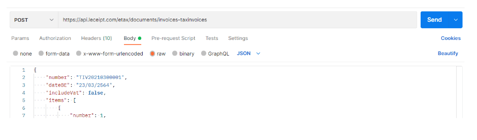 How to use Postman create e-Invoice & e-Tax Invoice via API